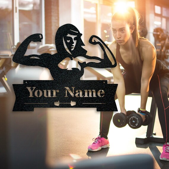 Gym Lady Fitness Monogram Personalized Home Gym Sign Custom | Etsy