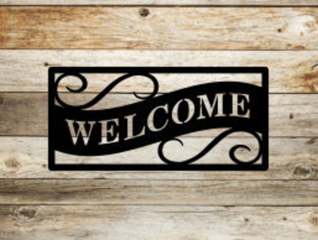 Welcome - Fancy Metal Sign - Monogram Metal Shop - Etsy