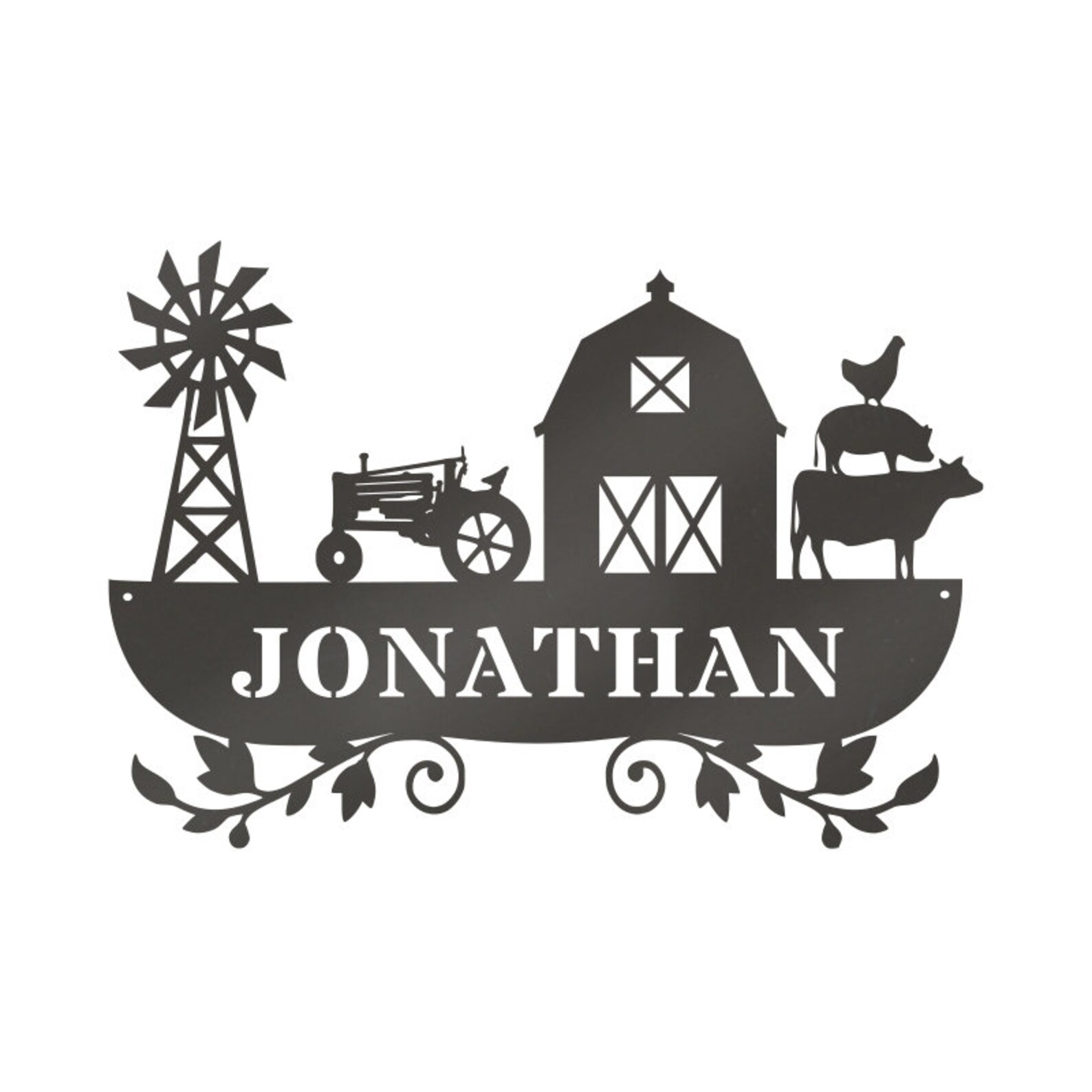 Farm Life Scenery Monogram Sign Personalized Farmhouse Sign Custom Farm ...