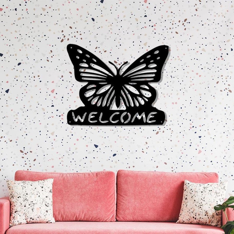 Butterfly Welcome Sign Metal Sign Monogram Metal Shop | Etsy