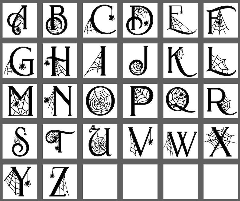 Halloween Alphabet Letters, Spooky Letter Monogram, Fall Letters With ...