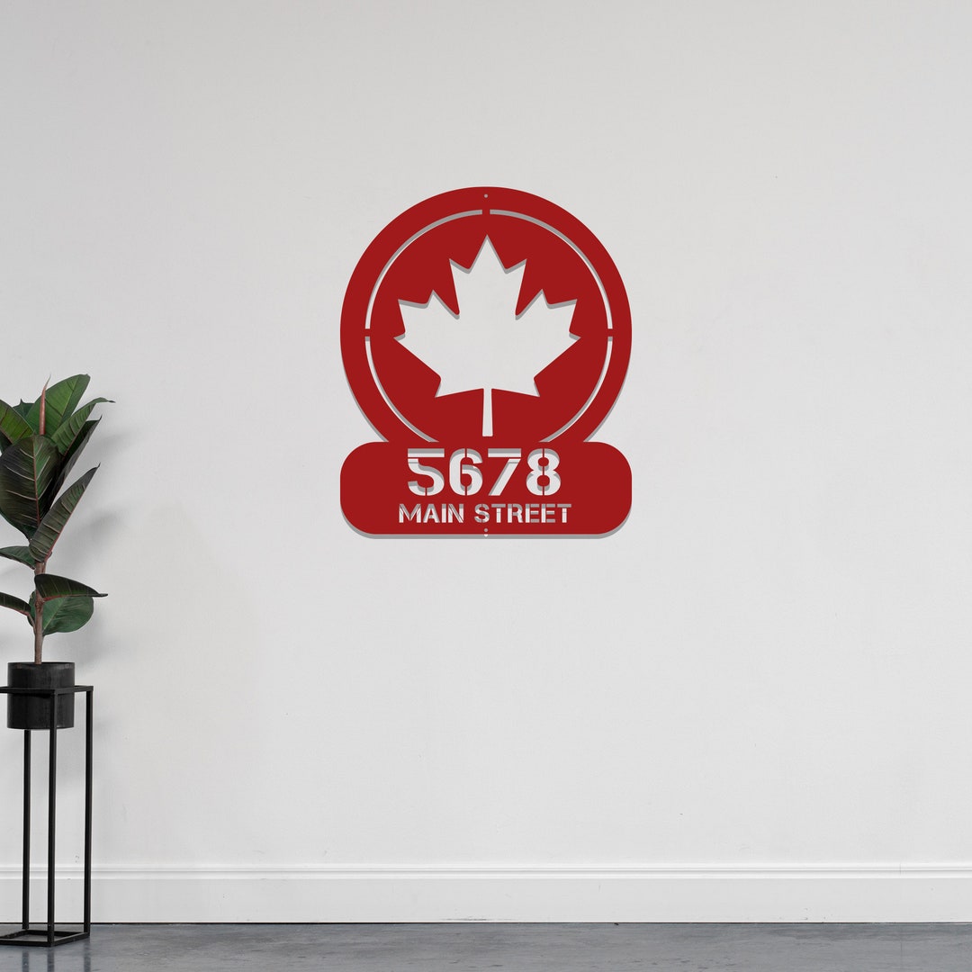 Circle Maple Leaf Address Personalized Metal Sign - Etsy