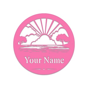 Lake Scenery - Circle Sign - Metal Sign - Monogram Metal Shop - Etsy