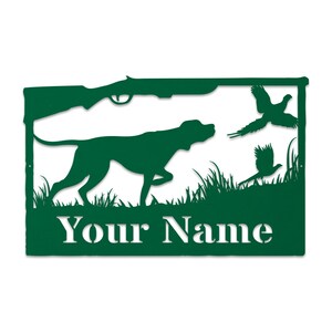 Hunting Dog With Pheasant Custom Monogram, Metal Sign, Home or Cabin ...