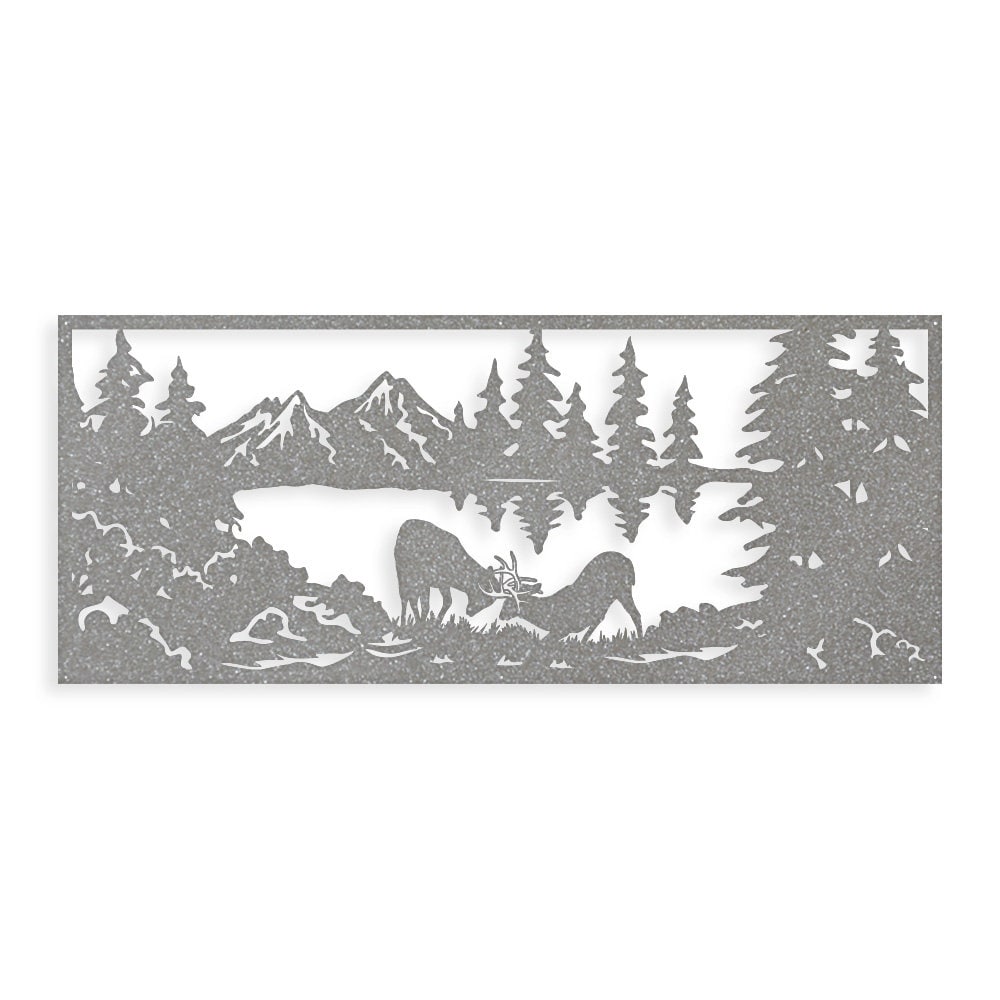 Fighting Deer Scene Monogram Metal Sign Great Outdoor - Etsy