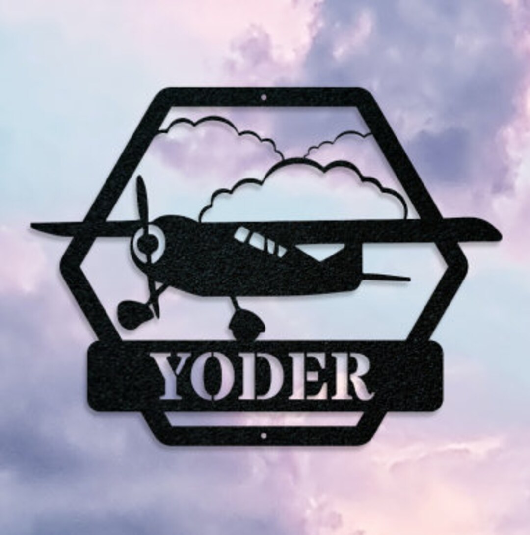 Airplane Monogram Side View Sign, Pilot Gifts, Personalized Aviation ...