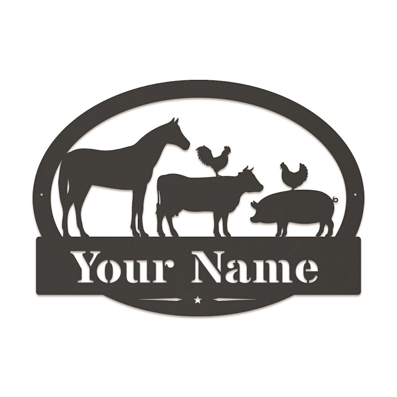Farm Animals Monogram Farmer Metal Sign - Etsy