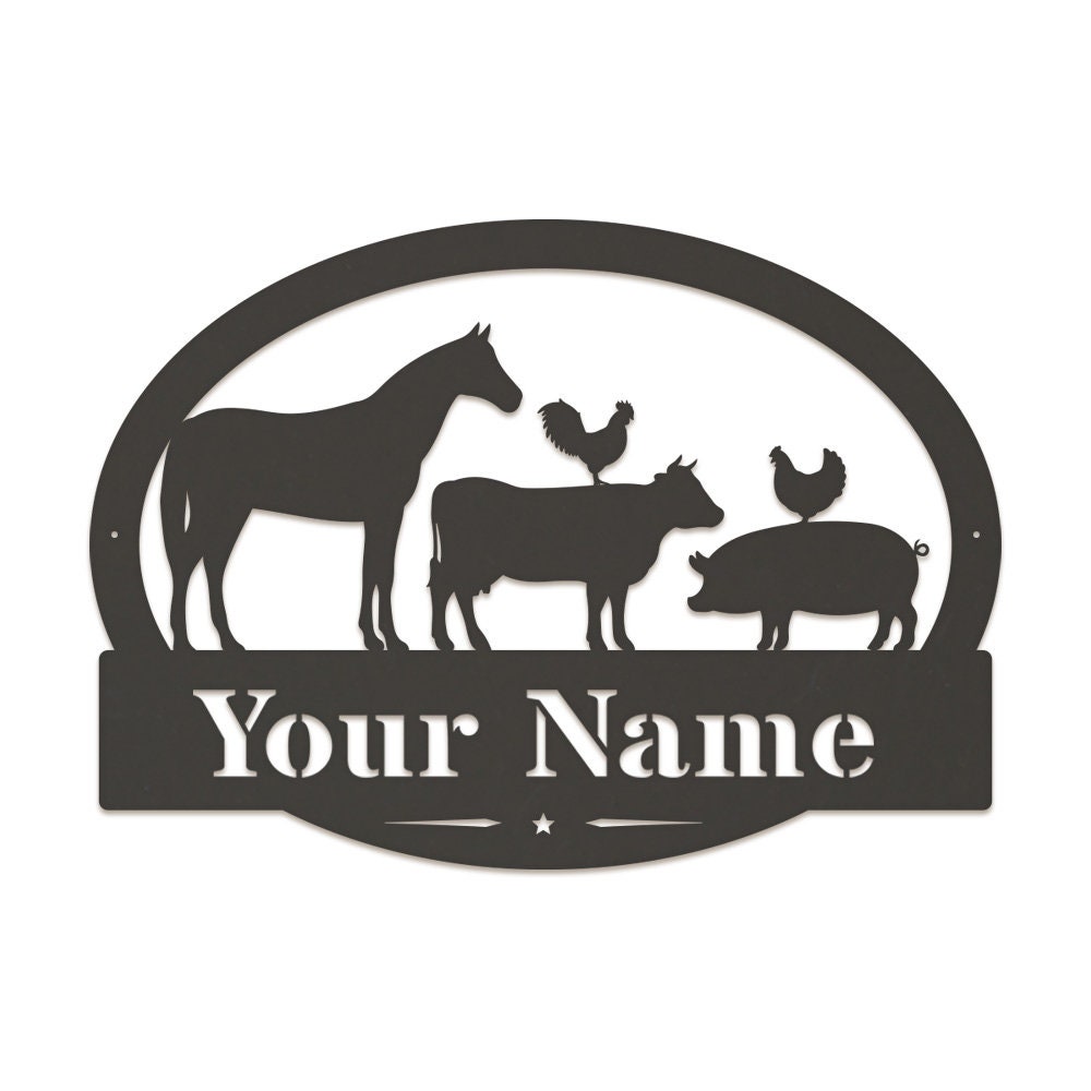 Farm Animals Monogram - Farmer Metal Sign - Etsy