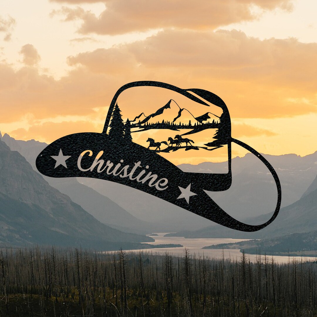 Great Outdoor- Cowboy Hat With Horses, Cowgirl Decor, Personalized ...