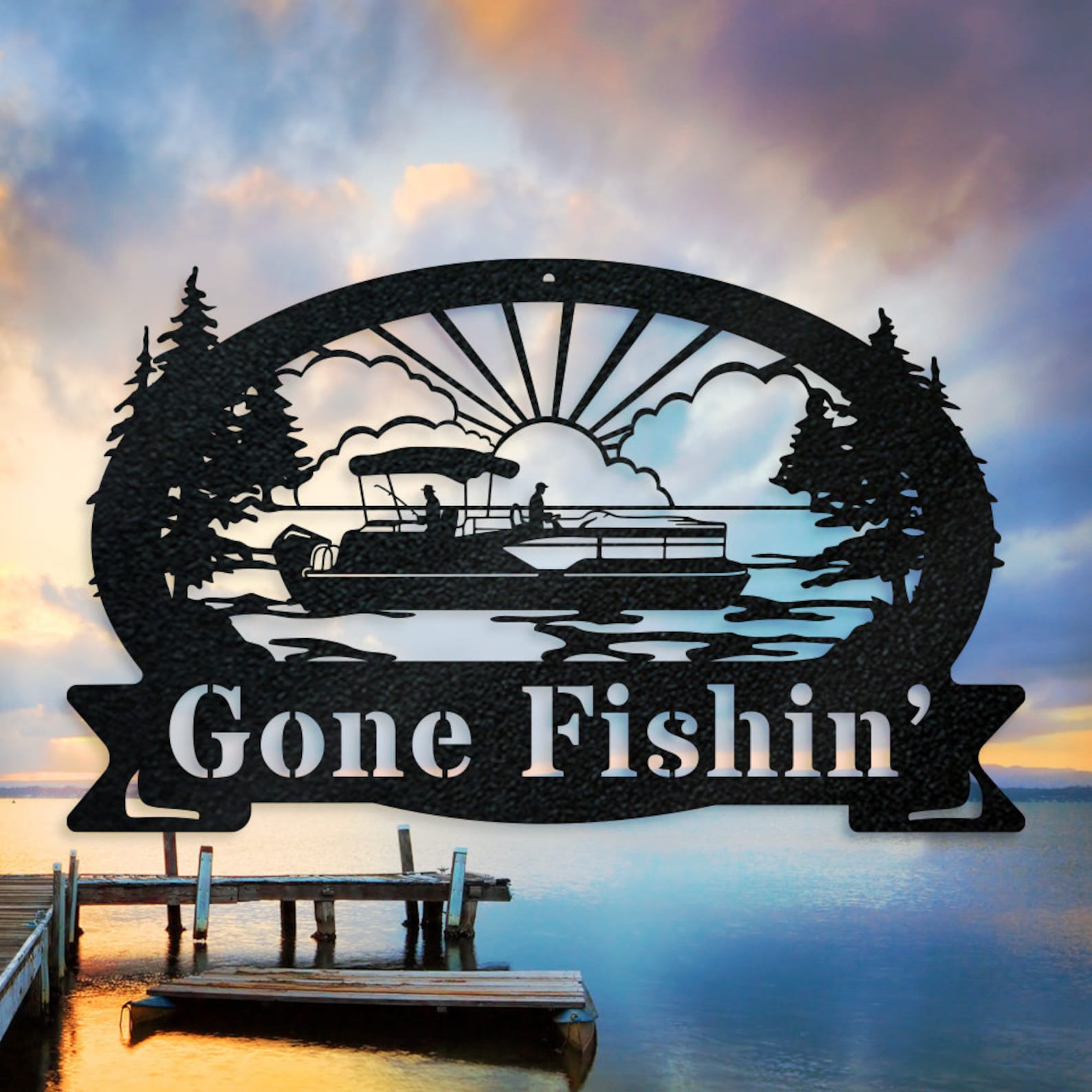 Pontoon Boat Monogram Metal Sign - Lake House Decor - Etsy