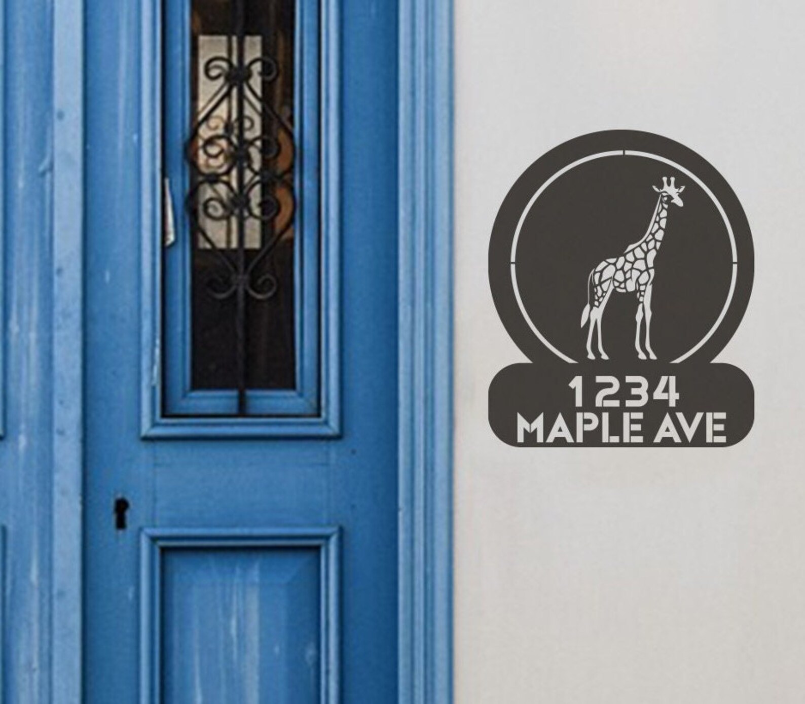 Giraffe Circle Customizable Metal Address or Nameplate - Etsy
