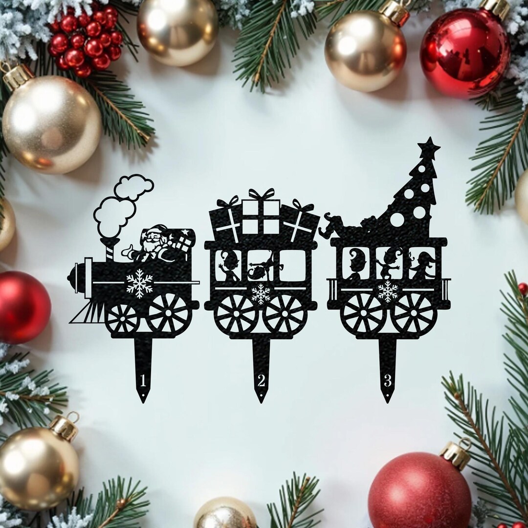 Christmas Train Yard Stakes - Etsy