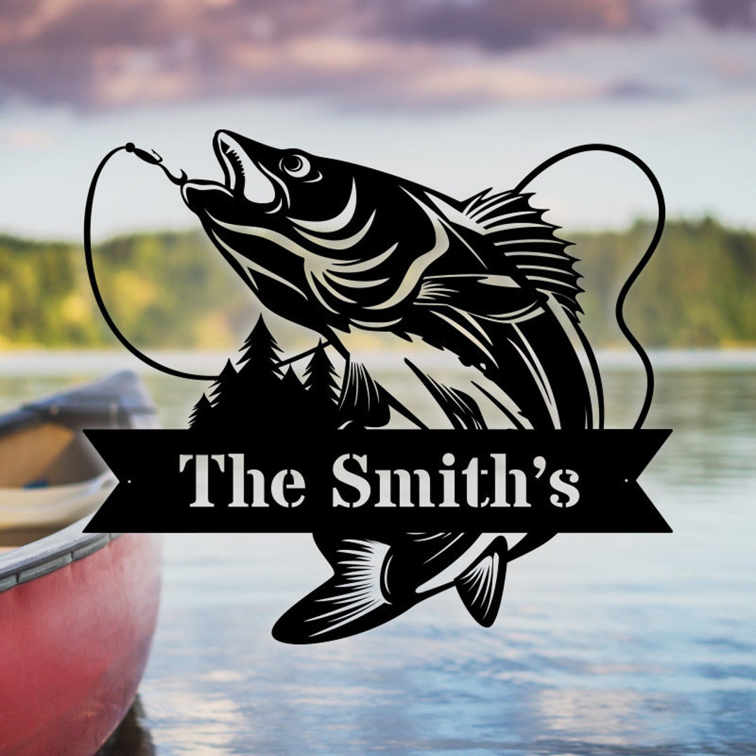Walleye Metal Fish Sign for Outdoors on House, Fishing Lover Wall Sign ...