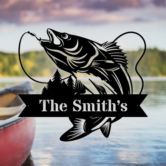 Metal Fish Sign Custom Saranac Tackle Shop Trout Fish Vintage Style
