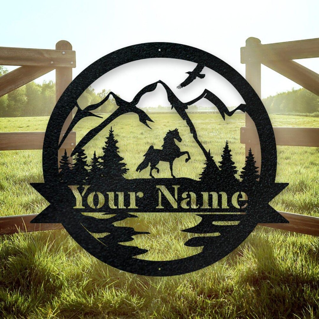 Saddlebred Horse Monogram, Great Outdoors Metal Sign, Gift for Horse ...