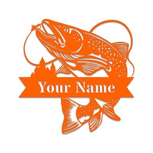 Trout Fishing Metal Sign for Outdoor or Indoor Decor, Cabin, Man Cave ...