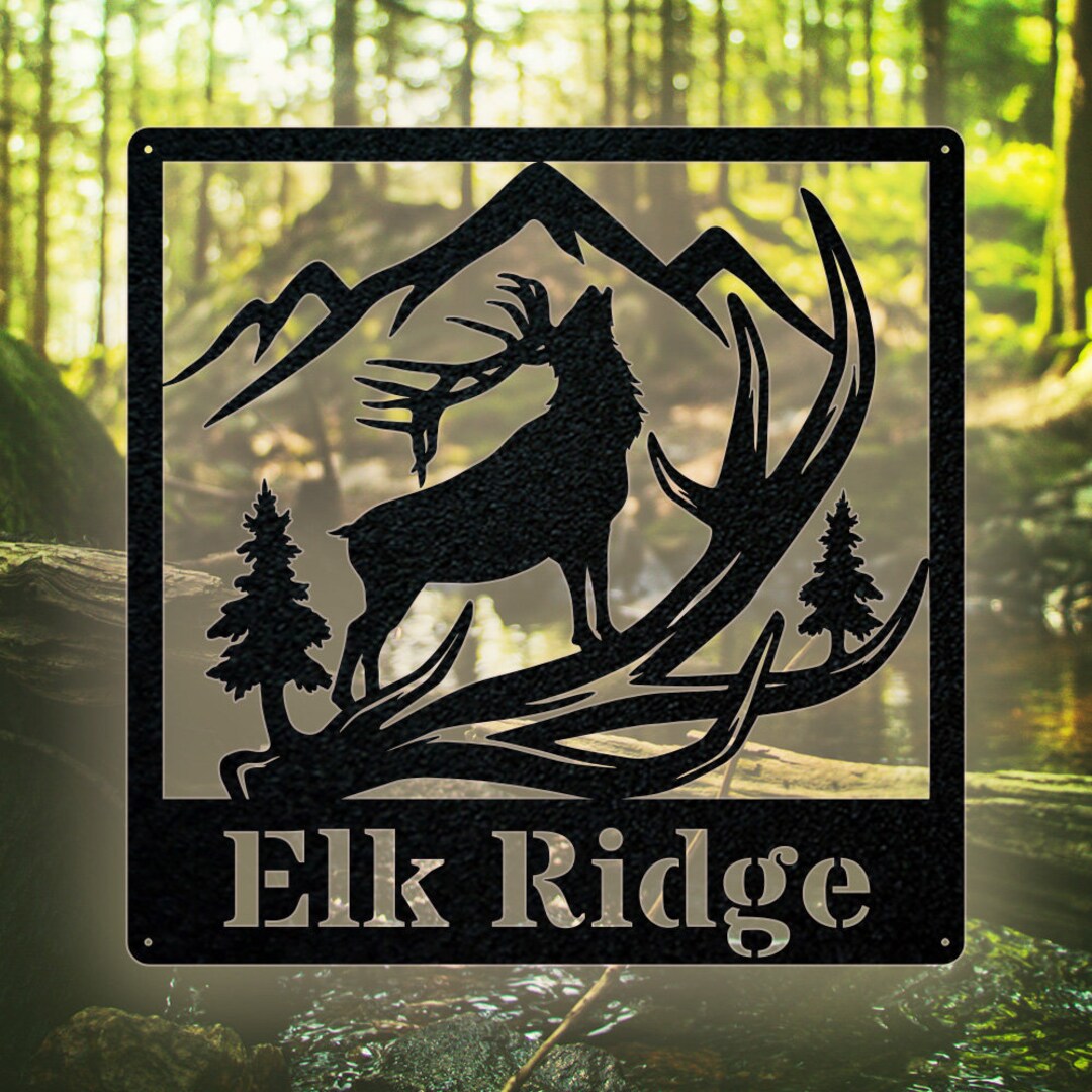 Elk Antler Monogram Sign, Elk Bugling Hunting Camp Decor, Gift, Gift ...