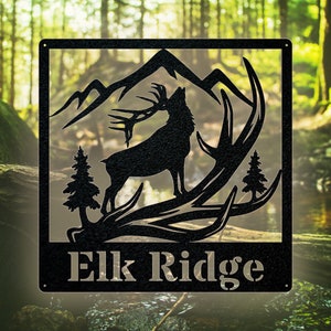 Elk Antler Monogram Sign, Elk Bugling Hunting Camp Decor, Gift, Gift ...