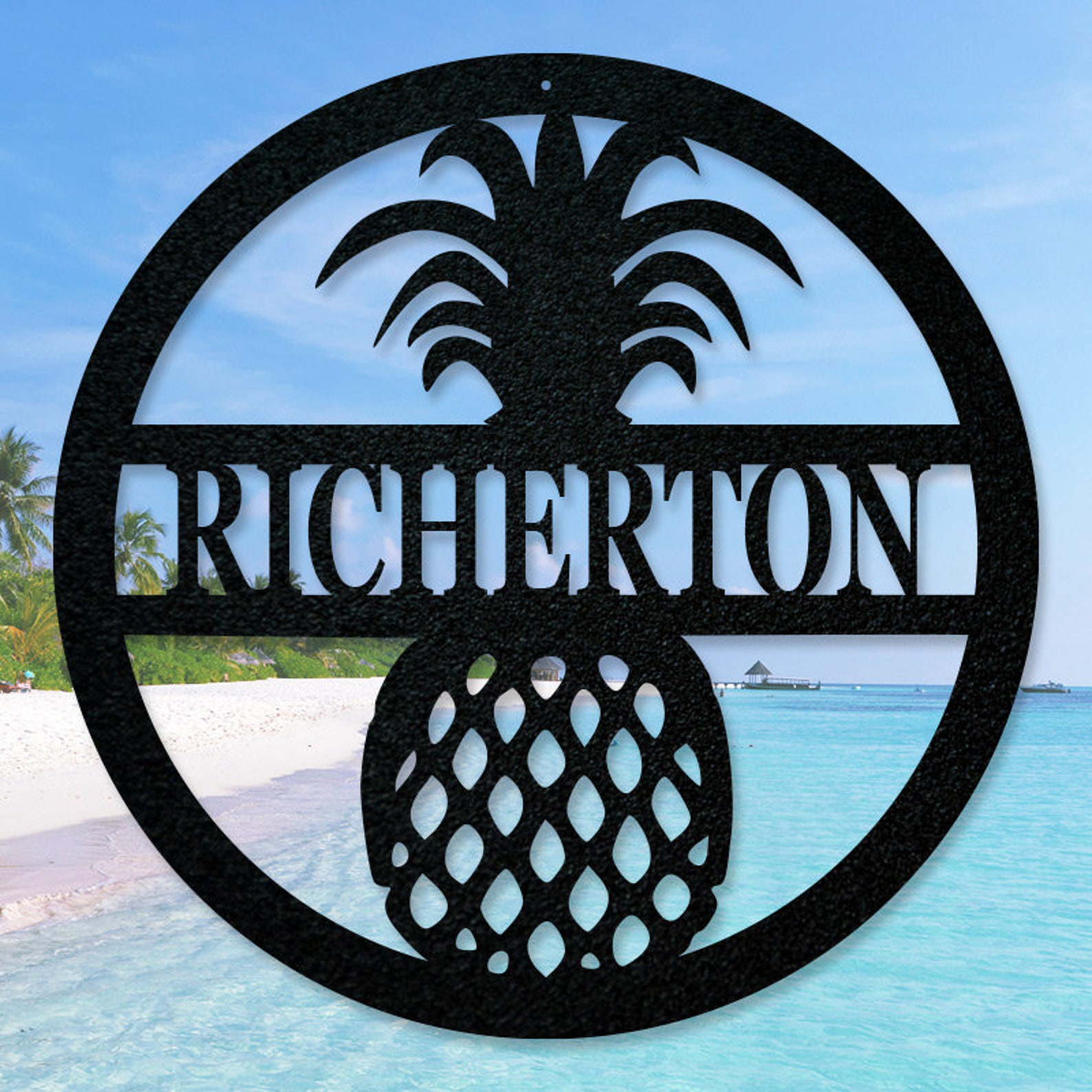 Personalized Pineapple Metal Sign, Housewarming Gift - Personalized ...