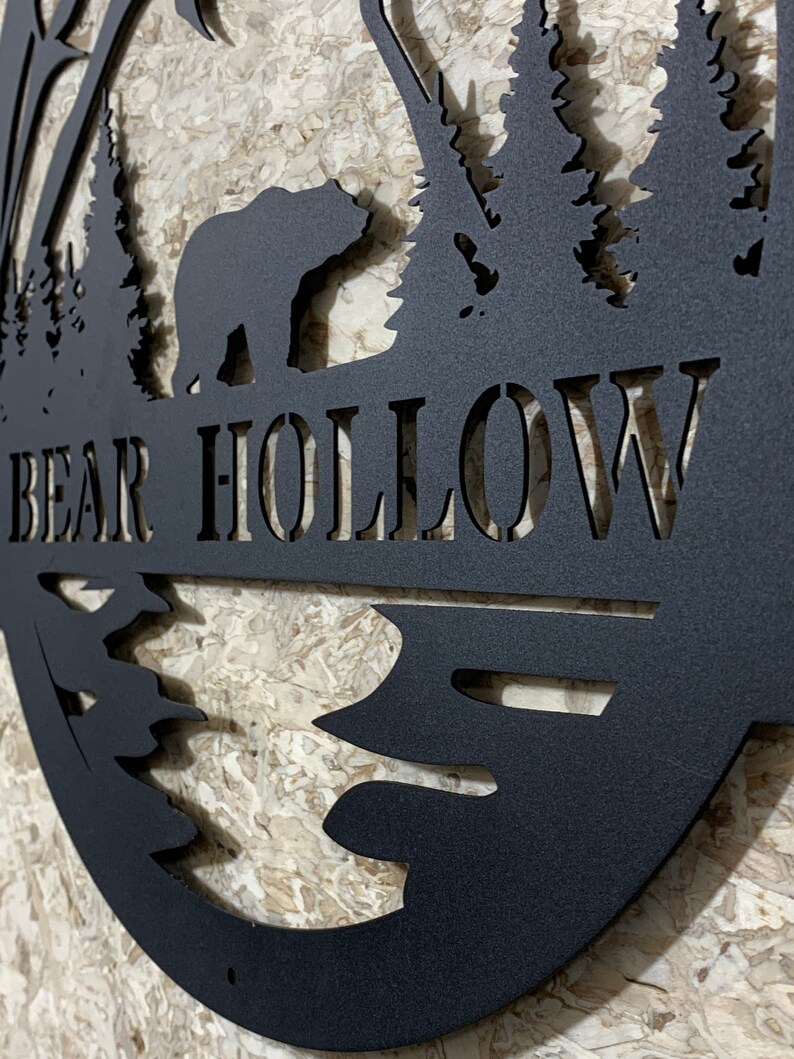 Bear Personalized Metal Sign Bear in Woods Cabin Sign Family - Etsy