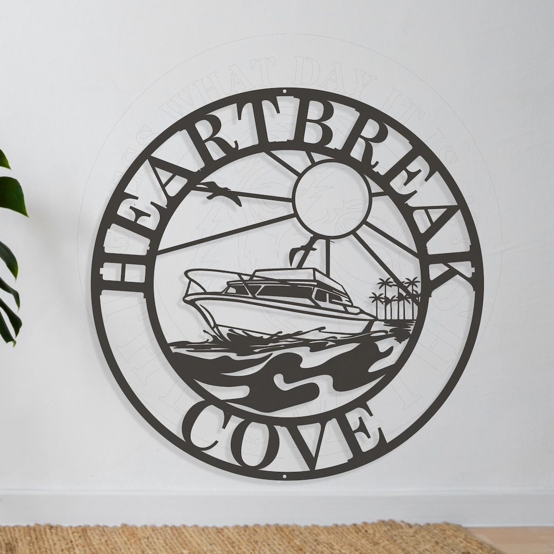 New Custom Sea Boat Circle Metal Sign - Summertime Leisure Personalized ...
