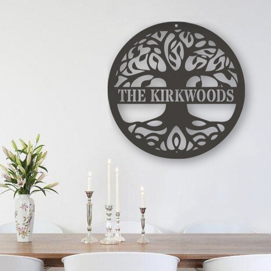 Tree of Life Monogram Metal Sign - Personalized Family Name Wall Decor ...