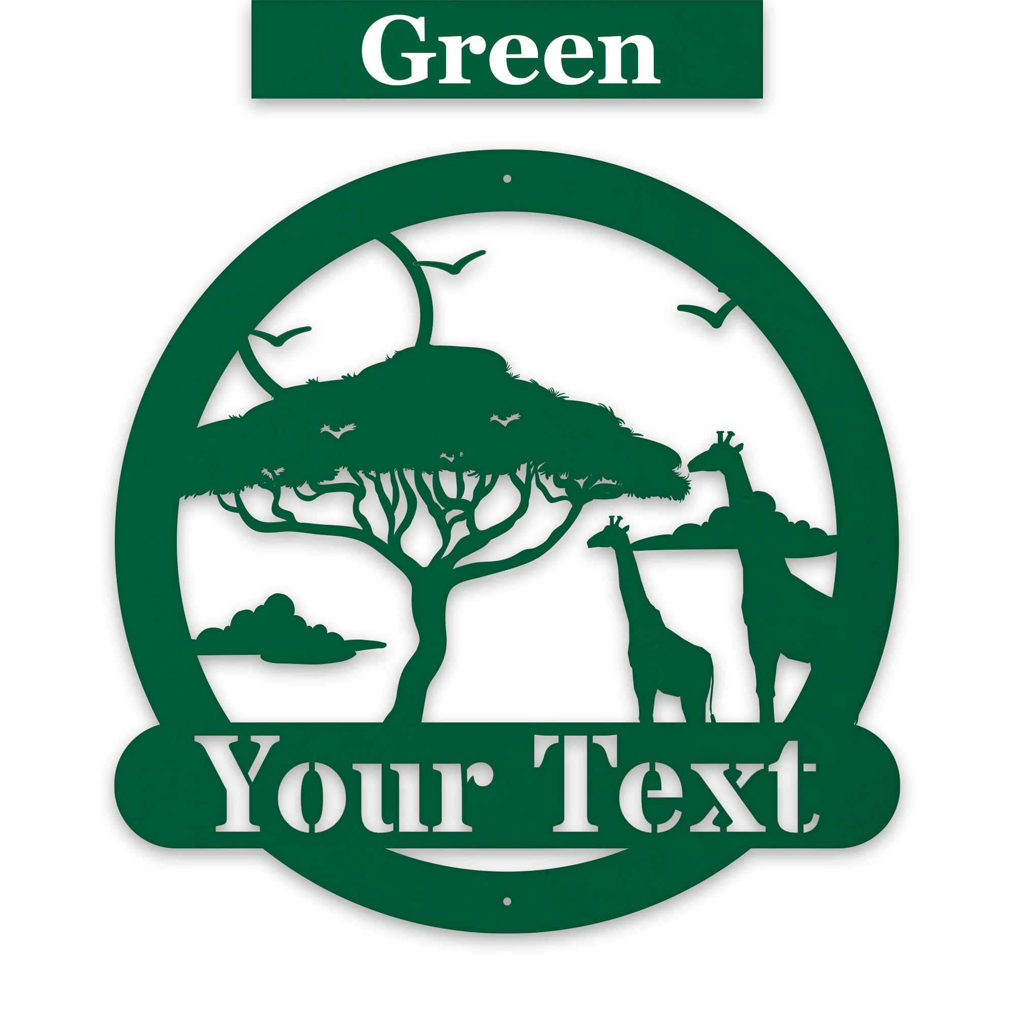 Wildlife Safari Giraffe Metal Sign - Personalized Custom Text, Laser ...