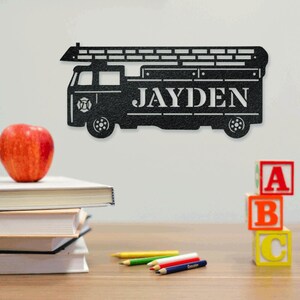Fire Engine Ladder Truck Monogram, Fireman, Metal Sign, Art, Wall Decor ...