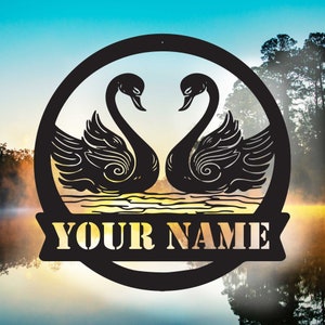 Twin Swans Personalized Metal Sign, Love Birds, Custom Name Monogram - Etsy