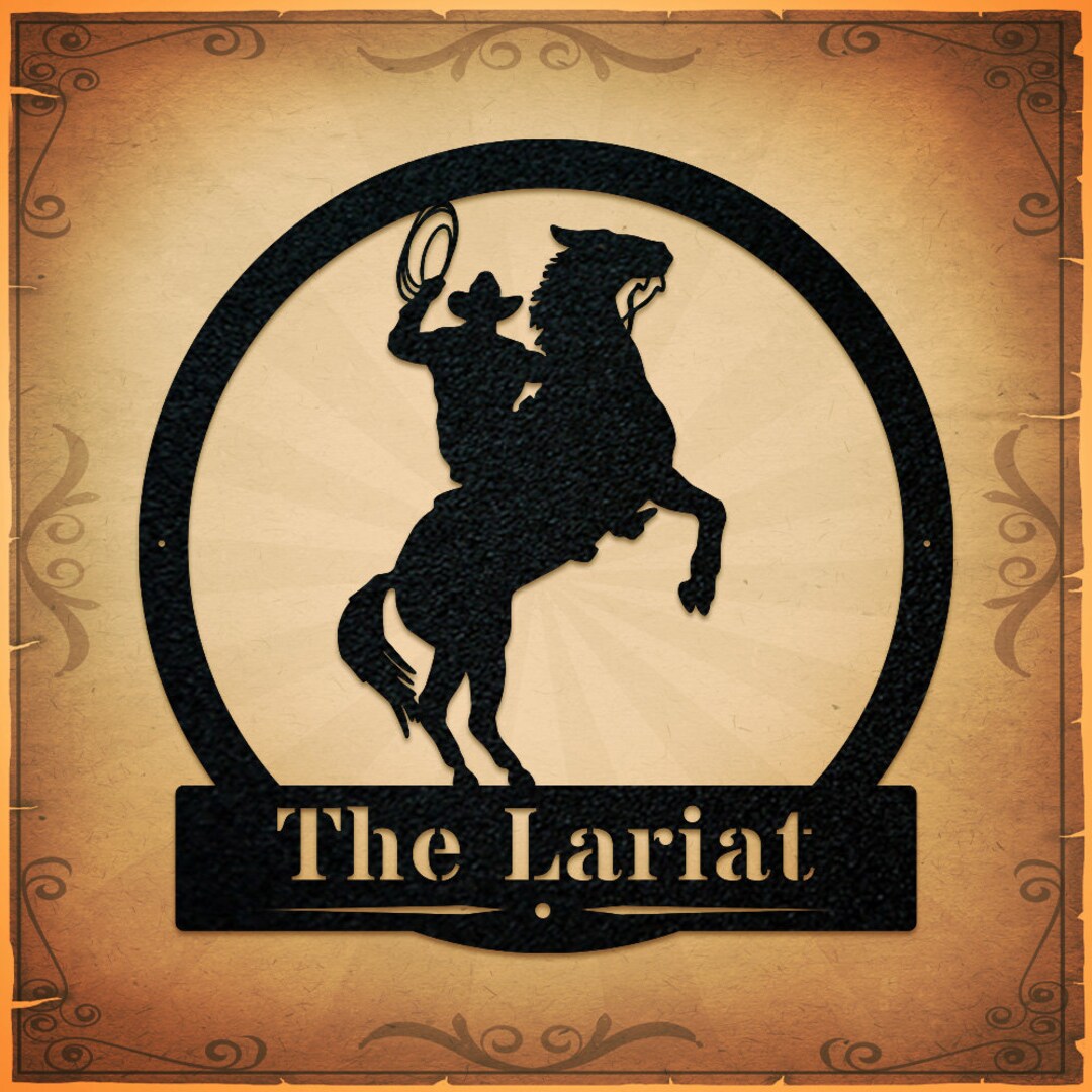 Western Cowboy Lasso Monogram - Western Cowboy Metal Sign - Etsy