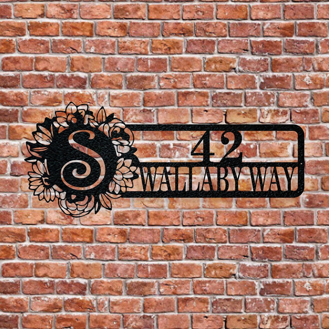 Custom Floral Initial & Address Sign - Etsy