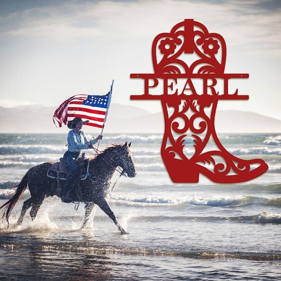 Cowboy Boot Monogram Metal Sign | Etsy