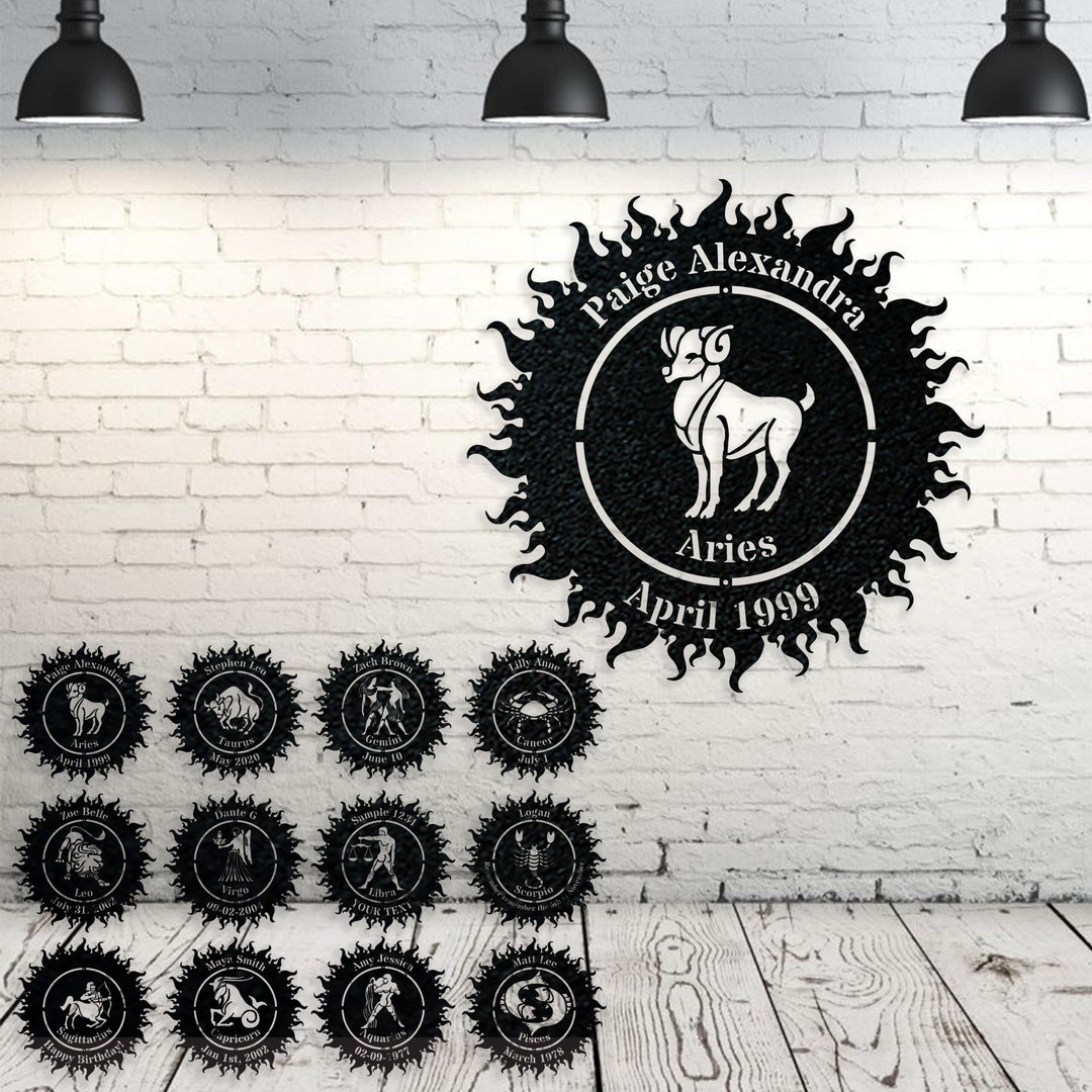 Zodiac Personalized Sun Metal Sign - Etsy