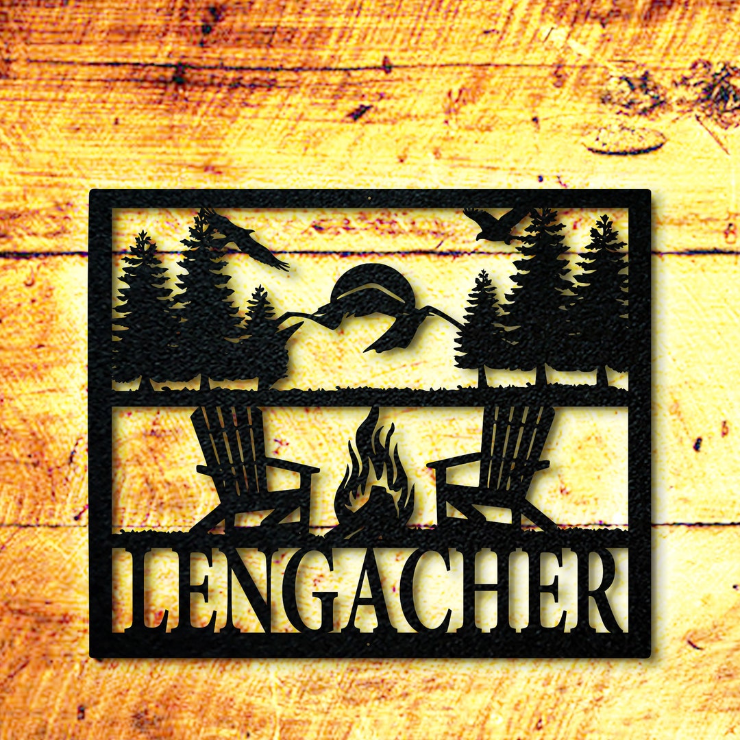 Personalized Campfire Metal Sign – Custom Monogram, Housewarming Gift ...
