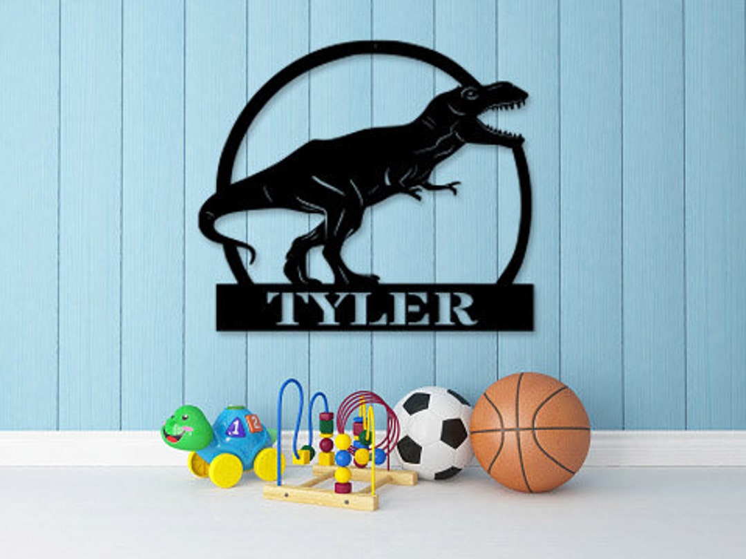 Dinosaur Name Sign. Nursery Decor, Personalized Metal Sign, Metal Name ...