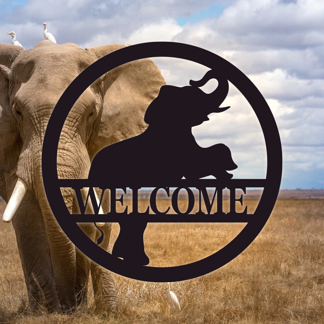 Elephant Monogram Metal Wall Art, Personalized Elephant Name Sign ...