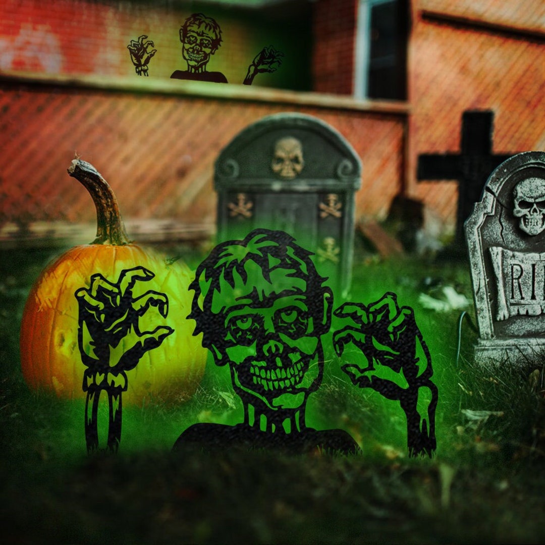 Zombie 3 Piece Set Yard or Fence Signs - Metal Halloween Decor - Etsy