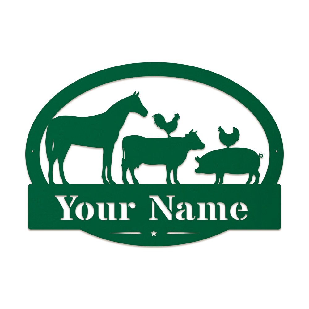 Farm Animals Monogram - Farmer Metal Sign - Etsy