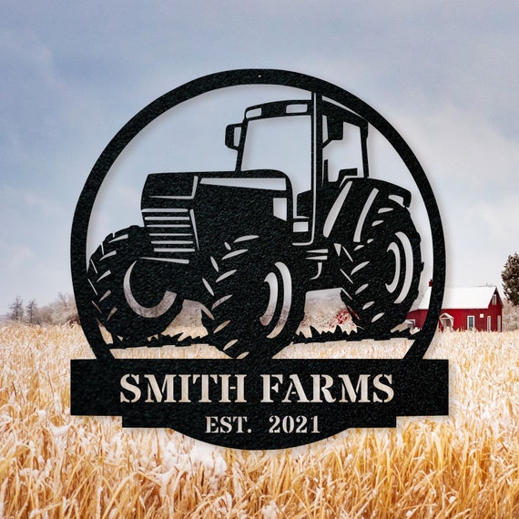 Metal Tractor Sign Monogram Farm Sign Metal Name Sign - Etsy