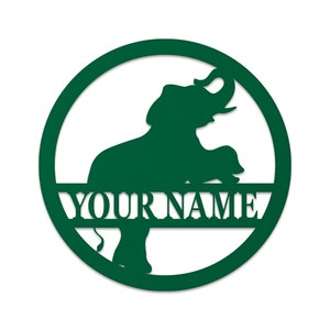 Elephant Monogram Metal Wall Art, Personalized Elephant Name Sign ...