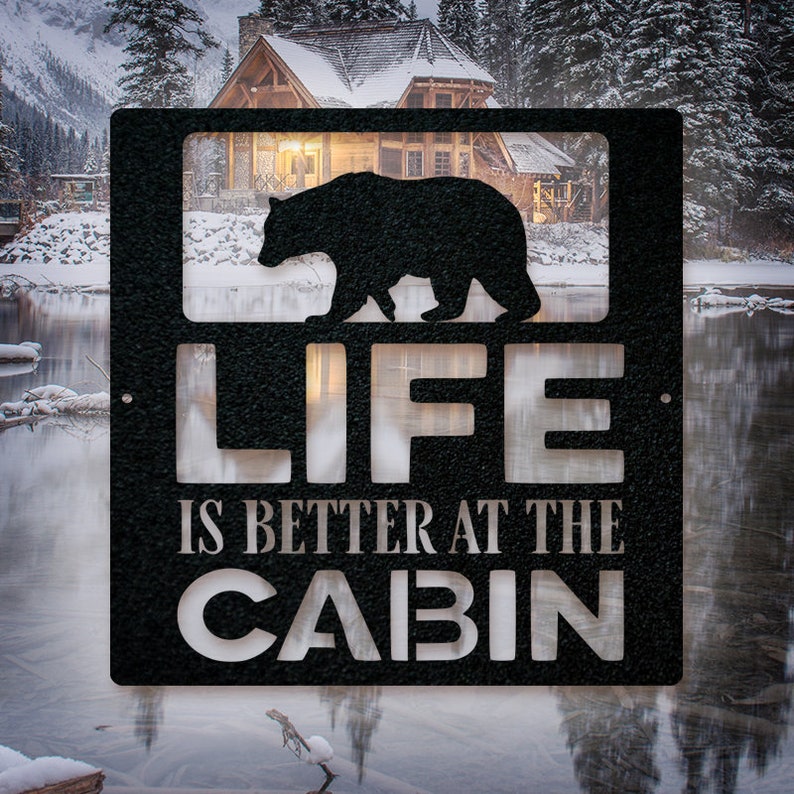 Bear Cabin Decor Cabin Sign Camp Sign Christmas Gift for - Etsy