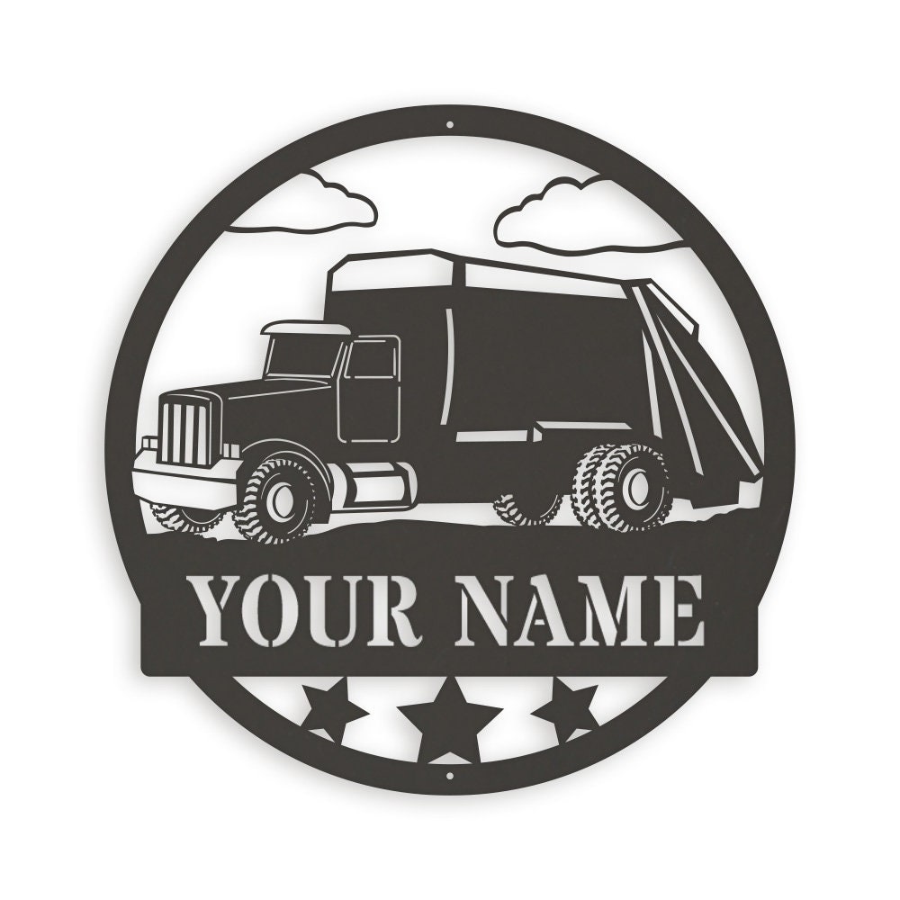 Construction Collection: Garbage Truck Monogram Metal Sign - Etsy
