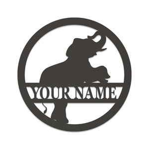 Elephant Monogram Metal Wall Art, Personalized Elephant Name Sign ...