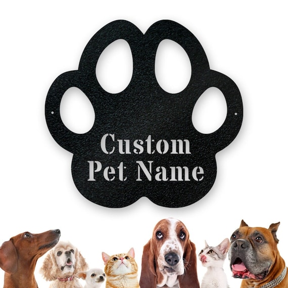 Dog Paw Personalized Metal Monogram Sign Pet Name Sign - Etsy