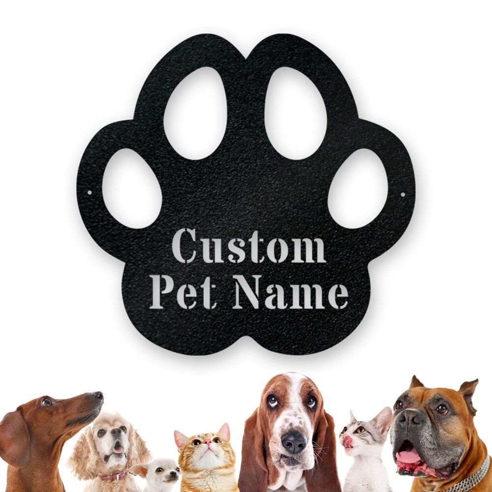 Dog Paw Personalized Metal Monogram Sign Pet Name Sign - Etsy