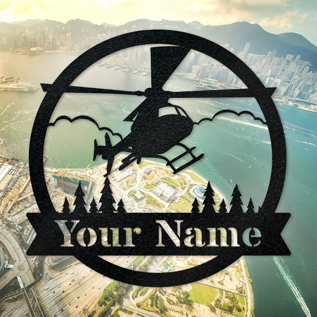 Helicopter Monogram, Pilot Gifts, Personalized Aviation Signs, Custom ...