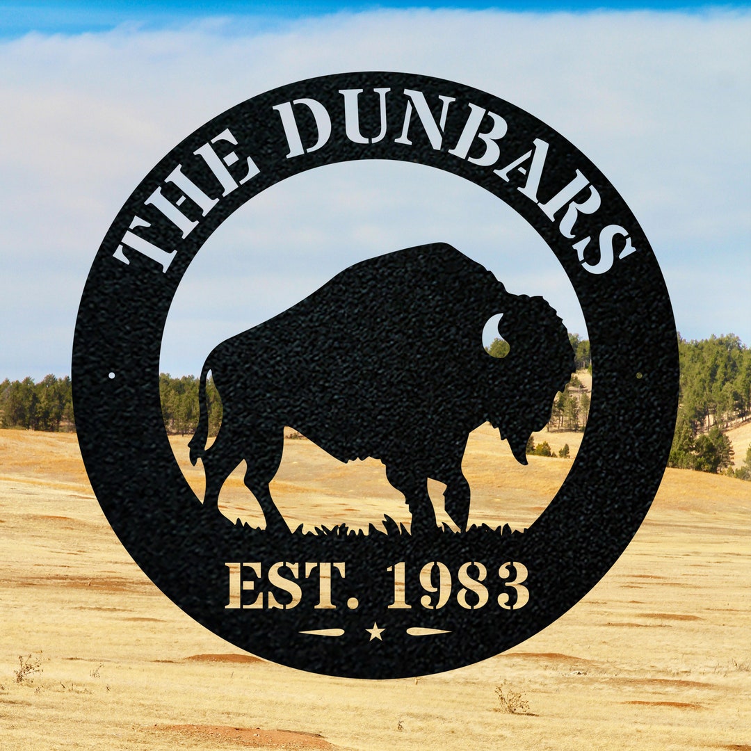 Bison Circle Monogram Sign, Lone Bison Decor, Buffalo Decor, Bison Camp ...