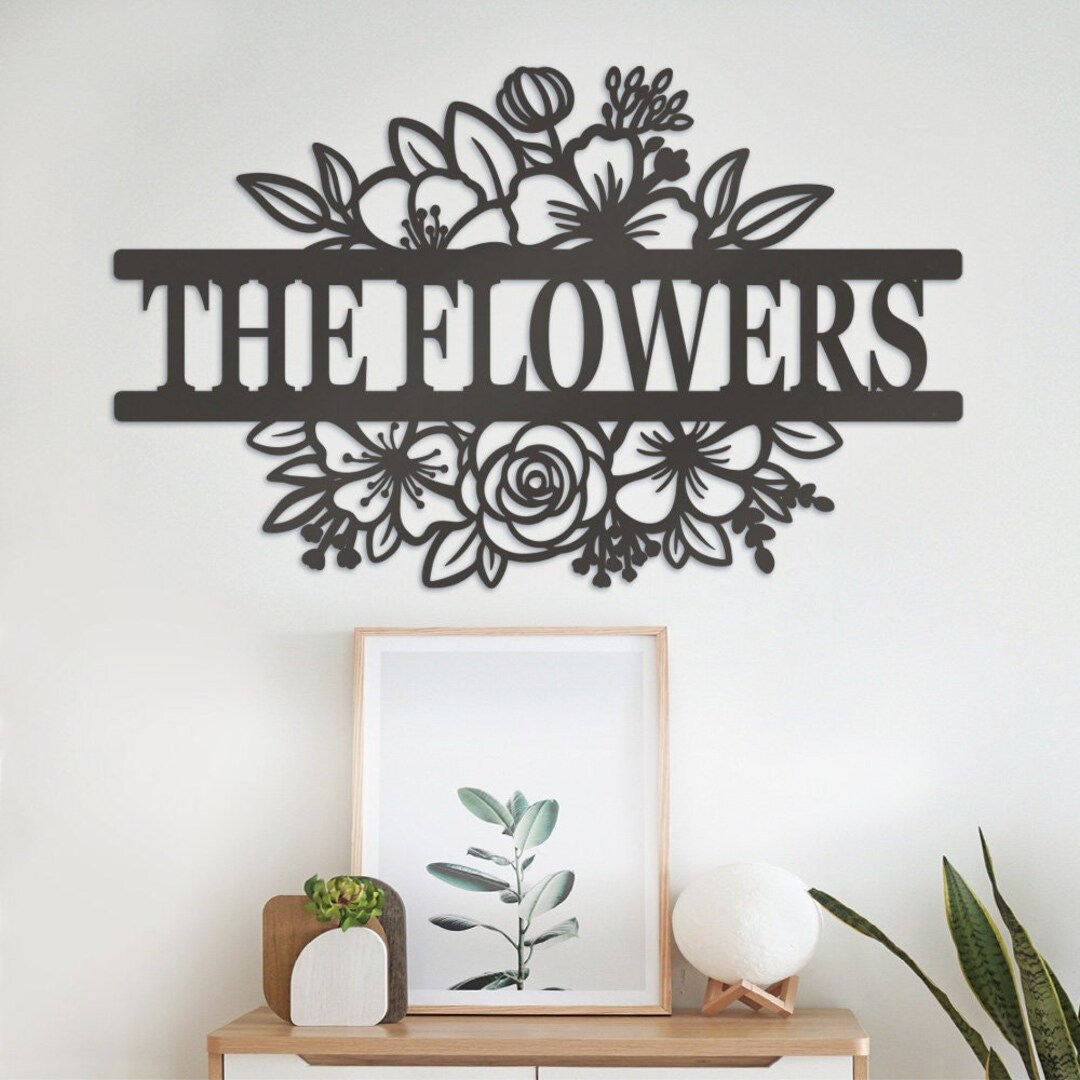 Flower Bouquet Monogram Metal Sign - Etsy