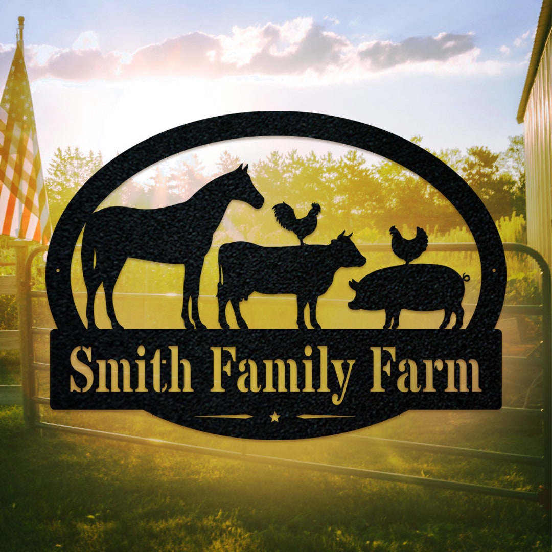 Farm Animals Monogram - Farmer Metal Sign - Etsy