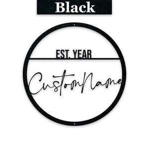 Name Script W Est Date Metal Circle Customizable Sign - Etsy